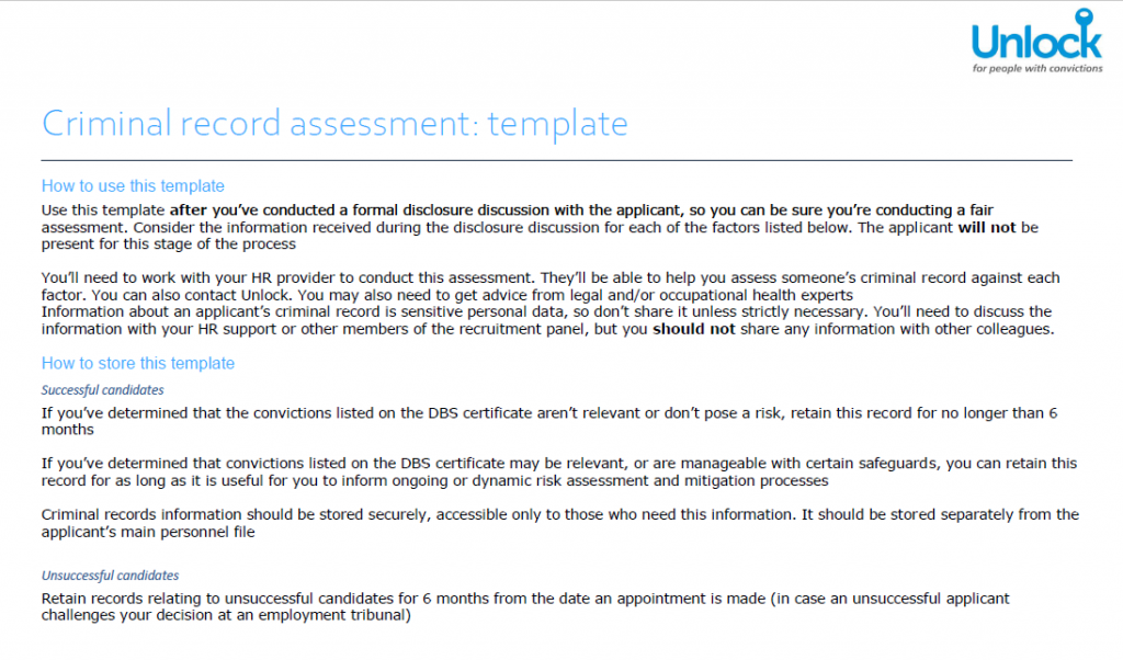 Assessing criminal records - Carrying out a criminal record assessment ...
